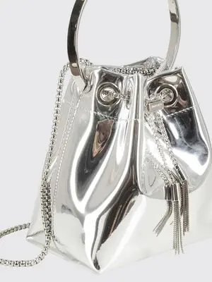 JIMMY CHOO Metallic Drawstring Mini Bag - Silver