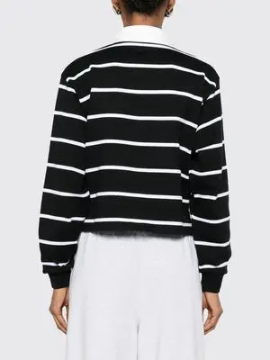 Amiri Striped Long Sleeve Cotton Polo Shirt - Black