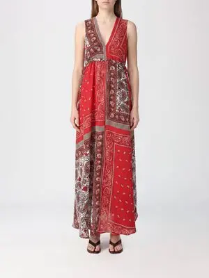 PAROSH P.a.r.o.s.h. Off-the-shoulder Bandana Print Silk Maxi Dress