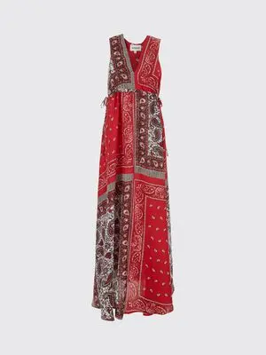 PAROSH P.a.r.o.s.h. Off-the-shoulder Bandana Print Silk Maxi Dress