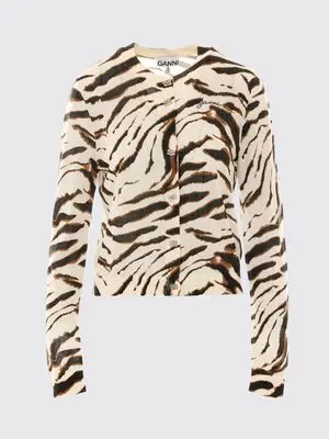 GANNI Zebra-print Organic Cotton Cardigan