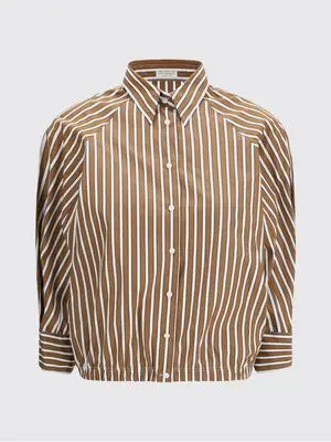 Brunello Cucinelli Striped Cotton Shirt - Brown