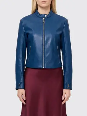 Patrizia Pepe Faux Leather Biker Jacket - Blue