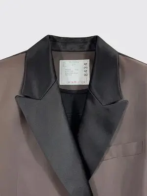 Sacai Double-breasted Wool Blazer With Cotton Inserts