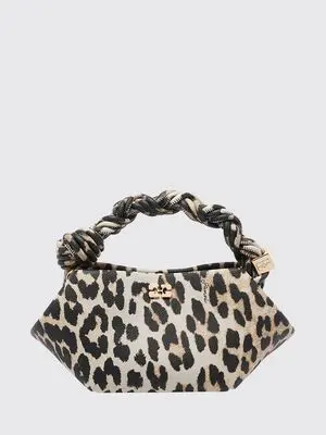 GANNI Bou Small Handbag In Recycled Fabric With Animal Print - Brown