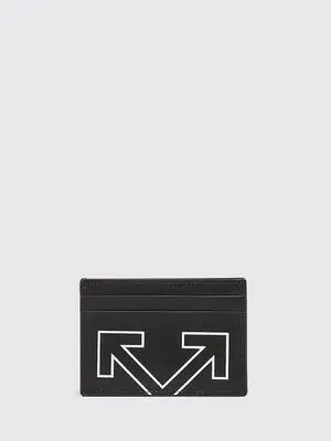 Off-White Leather Card Holder With Logo - Black