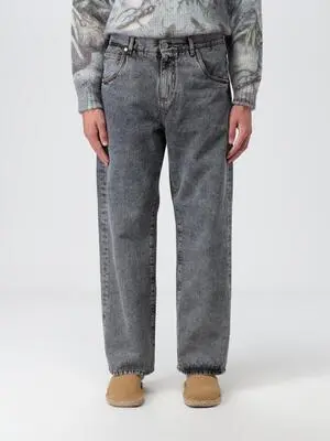 Etro Jeans In Denim With Embroidered Logo - Grey