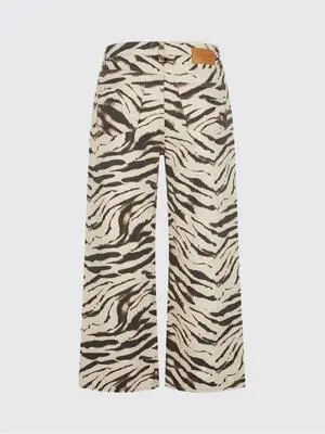 GANNI High-waisted Wide-leg Zebra Print Jeans - White