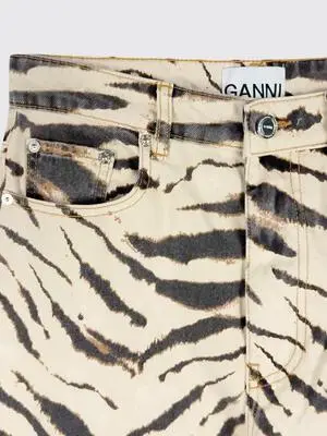 GANNI High-waisted Wide-leg Zebra Print Jeans - White