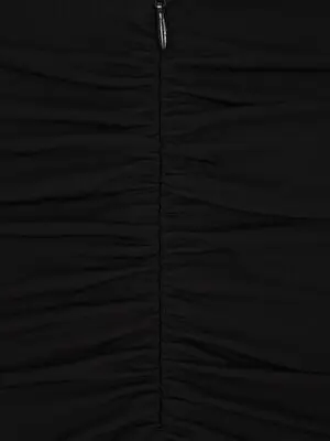 Philipp Plein Long Sleeve Ruched Dress With Plunge Neckline And Open Back