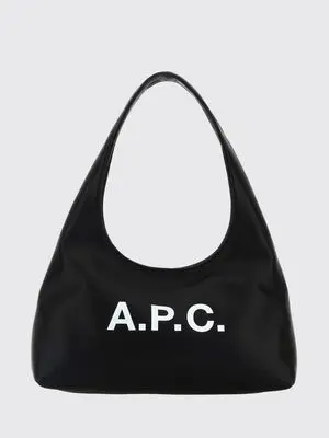 A.p.c. Ninon Flared Shoulder Bag With Printed Logo - Black