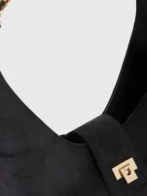 Elisabetta Franchi Suede Hobo Shoulder Bag - Black