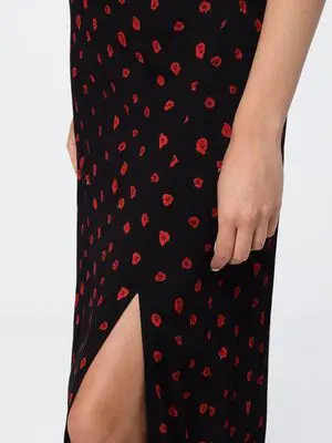 MAR DE MARGARITAS Printed Viscose Long Dress - Black