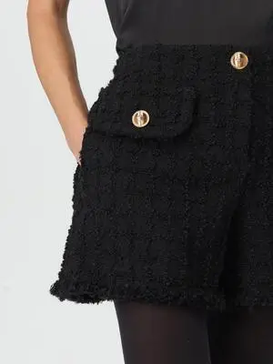 Versace Textured Shorts With Gold Button Detail