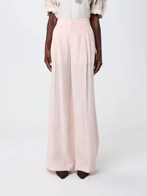 TWINSET Linen Blend Palazzo Trousers - Pink