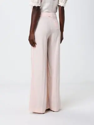 TWINSET Linen Blend Palazzo Trousers - Pink