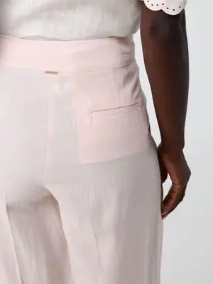 TWINSET Linen Blend Palazzo Trousers - Pink
