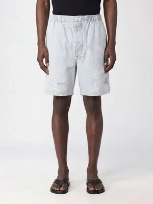Acne Studios Knee-length Distressed Denim Shorts With Elastic Waist - Gnawed Blue