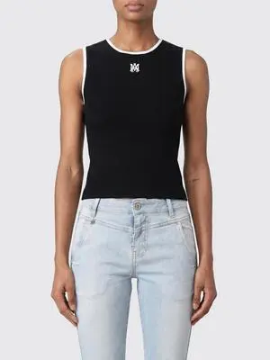 Amiri Sleeveless Ribbed-knit Monogram Top - Black
