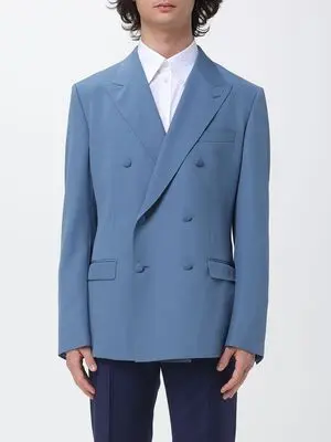 Dolce & Gabbana Double Breasted Virgin Wool Blazer - Blue