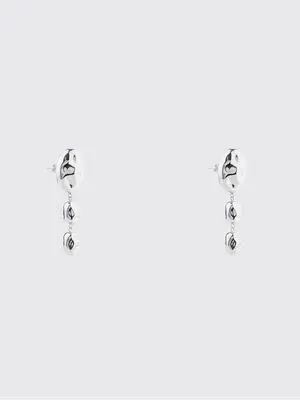 Federica Tosi Stone Oval Dangle Earrings In Chrome-plated Bronze - Grey