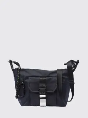 A.p.c. Nylon Crossbody Bag With Applied Logo And Zip Closure - Blue