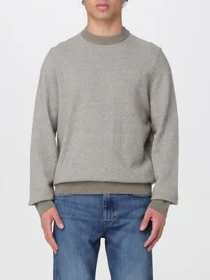 BOSS Textured Crew Neck Pullover - Brown