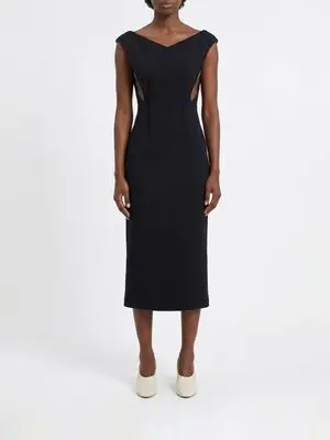 JIL SANDER Technical Crêpe Midi Dress - Black