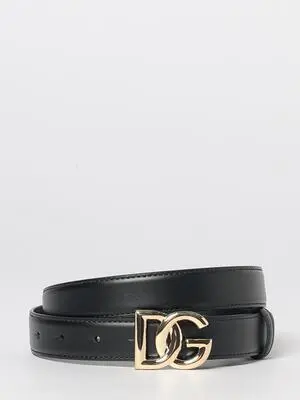 Dolce & Gabbana Logo Buckle Leather Belt - Black