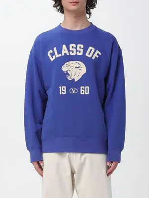 Valentino Garavani Cotton Crew Neck Sweatshirt With Logo - Blue