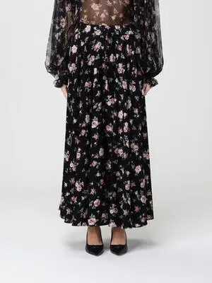 Dolce & Gabbana Silk Skirt With Floral Print - Black