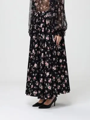 Dolce & Gabbana Floral Print Stretch Silk A-line Maxi Skirt
