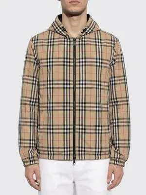 Burberry Check Polyester Hooded Jacket - Sand