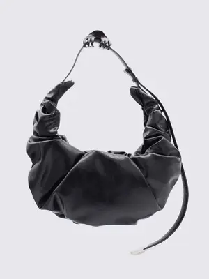 DIESEL® Ruched Leather Shoulder Bag With Brass Hardware