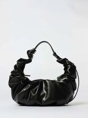 DIESEL® Ruched Leather Shoulder Bag With Brass Hardware