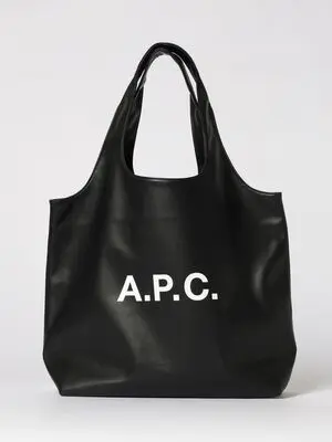 A.p.c. A.p.c. Ninon Large Recycled Synthetic Leather Shoulder Bag With Printed Logo Black