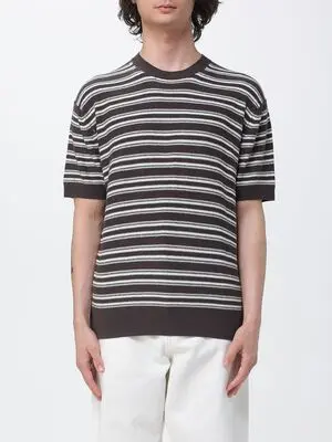 PAOLO PECORA Striped Wool Sweater - Brown