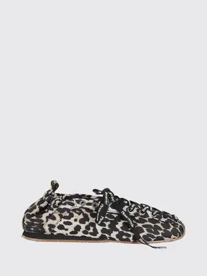 GANNI Sporty Animal Print Ballerina Flats In Recycled Nylon - Brown