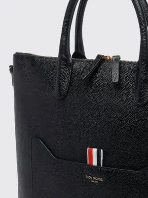Thom Browne Grained Calfskin Leather Tote Bag With Removable Shoulder Strap