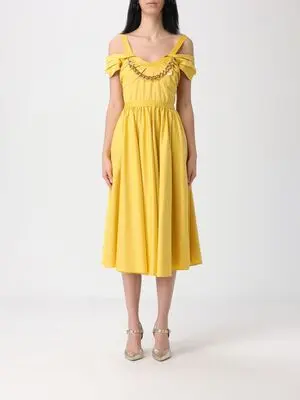 Elisabetta Franchi Cotton Midi Dress - Yellow