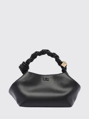 GANNI Bou Handbag In Recycled Leather With Braided Handle And Logo - Black