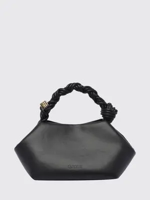 GANNI Bou Handbag In Recycled Leather With Braided Handle And Logo - Black