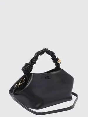 GANNI Bou Handbag In Recycled Leather With Braided Handle And Logo - Black
