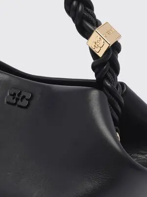 GANNI Bou Handbag In Recycled Leather With Braided Handle And Logo - Black