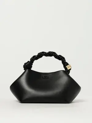 GANNI Bou Handbag In Recycled Leather With Braided Handle And Logo - Black