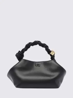 GANNI Bou Handbag In Recycled Leather With Braided Handle And Logo - Black