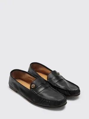 Versace Calf Leather Loafers With Medusa Embellishment - Black