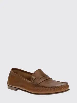 Versace Leather Loafers With Medusa Detail - Brown