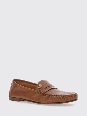 Versace Leather Loafers With Medusa Detail - Brown