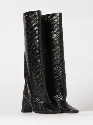 Coperni Woven Leather Knee-high Boots With Sculptural Heel